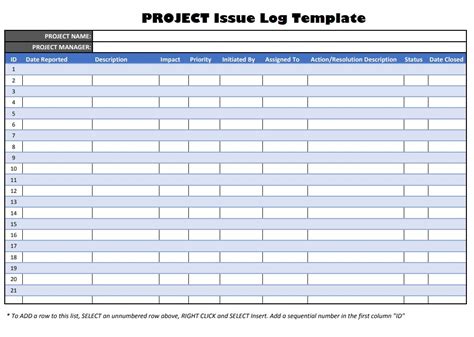 Project Log Template Free Word Templates