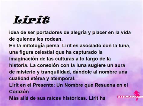 Significado Del Nombre Lirit Ley Femenina Frases Para Mujeres Imágenes