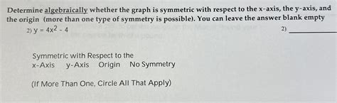 Solved Determine Algebraically Whether The Graph Is