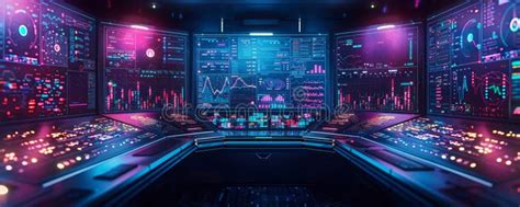 a hightech control room with multiple dashboard screens displaying realtime data analytics