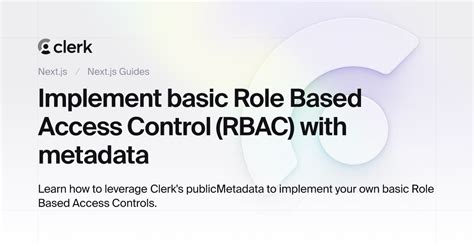 Nextjs Implement Basic Role Based Access Control Rbac With Metadata
