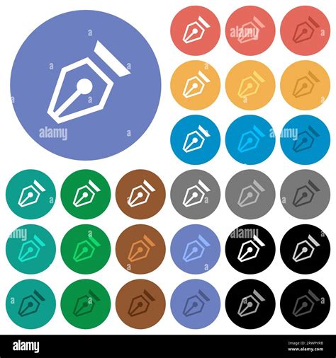 Nib Outline Multi Colored Flat Icons On Round Backgrounds Included