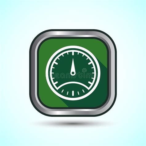 Speedometer Icon Design Illustration Speed Indicator Sign Symbol Green Shadow Button Design