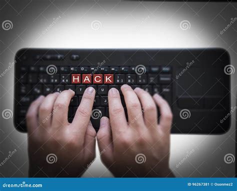 computer hacking using keyboard stock image image of concept