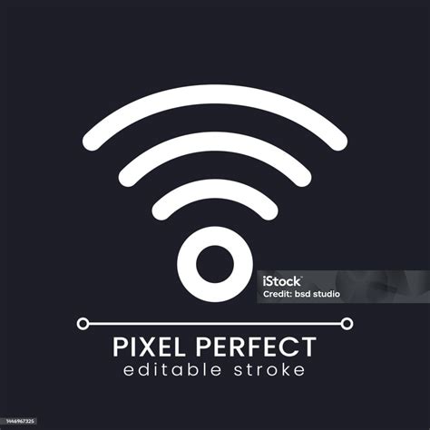 Wireless Internet Pixel Perfect White Linear Ui Icon For Dark Theme Stock Illustration