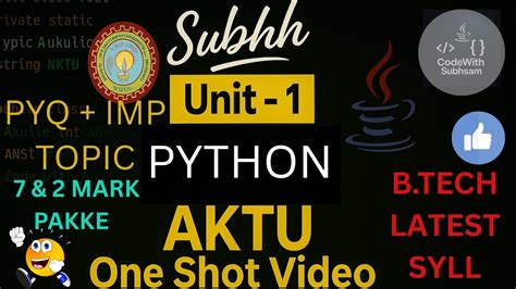 🔥 Python Unit 1 One Shot Notes Pyqs Complete Exam Prep Youtube