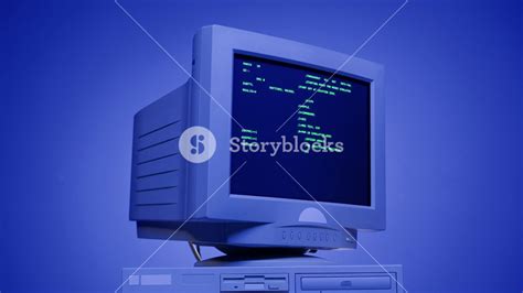 Retro Pc With Loading Code Console Programmer Making Scripts Green