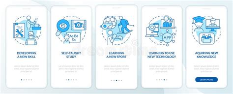 Lifelong Learning Example Blue Onboarding Mobile App Screen Stock Vector Illustration Of Line