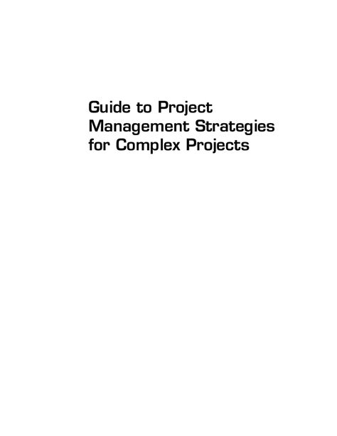 Download Free Project Management Strategies For Comlex Projects Pdf Online