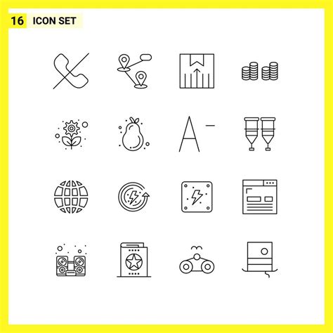 Stock Vector Icon Pack Of 16 Line Signs And Symbols For Gear Sustainable Logistic Recycling
