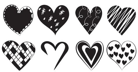 낙서 하트 스케치 등고선 프리미엄 벡터