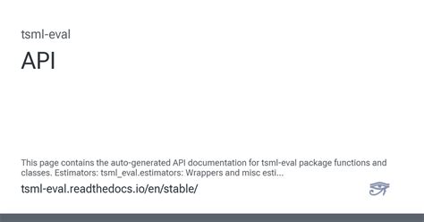 Api Tsml Eval 060 Documentation