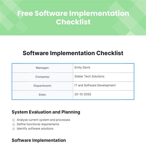 Free It And Software Checklist Templates And Examples Edit Online
