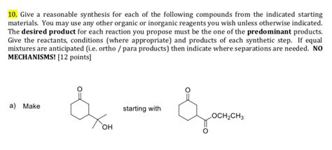 solved 10 give a reasonable synthesis for each of the