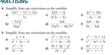 solved simplify state any restrictions on the variables