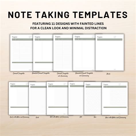 Printable Lecture Notes Note Taking Template College Student Lined Note Taking Pages Color
