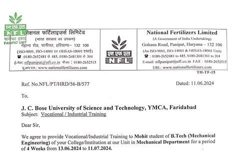 Internship Nationalfertilizerlimited Agriculture Sustainability Professionalgrowth