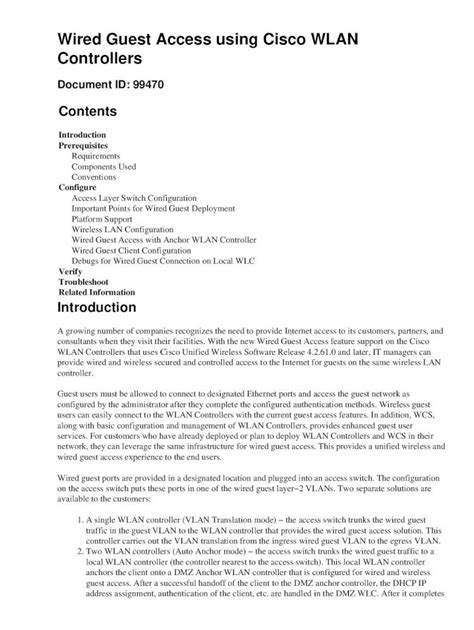 Pdf Cisco Wired Guest Access Using Cisco Wlan Controllers · However