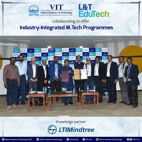 Vit Velloreinstituteoftechnology Mou Larsenandtoubro Ltimindtree Mtechprograms