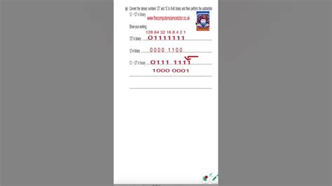 A Level Computer Science Struggling With Binary Subtraction Watch