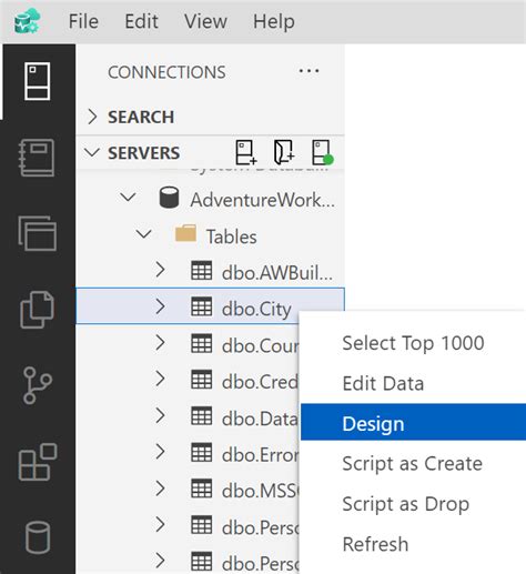 Creating And Managing Tables In Azure Data Studio Azure Data Studio Microsoft Learn