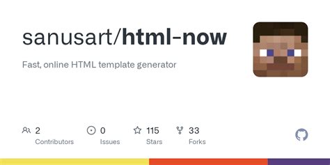GitHub Sanusart Html Now Fast Online HTML Template Generator