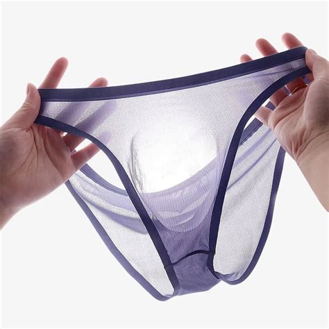 Mens Ultra Thin Ice Silk 3d U Convex Sexy Briefs