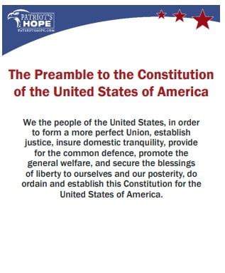 Preamble To The Constitution Patriots Hope