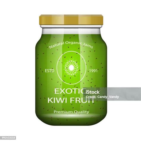 키 위 잼 잼 병 유리 하 고 구성 합니다 벡터 일러스트입니다 포장 컬렉션입니다 잼에 대 한 레이블입니다 은행 현실입니다 디자인 상표 및 로고와 유리 항아리를 비웃는 다 0