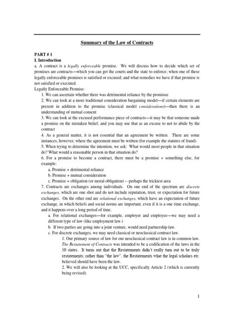law of contracts summary pdf offer and acceptance consideration