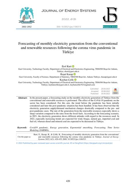 Pdf Forecasting Of Monthly Electricity Generation From The Conventional And Renewable
