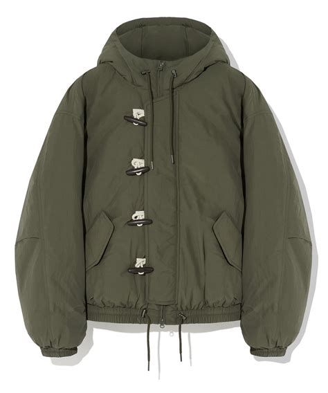 Codegraphy 코드그라피 실시간 인기 스타일 더플 후드 패딩카키 온더룩