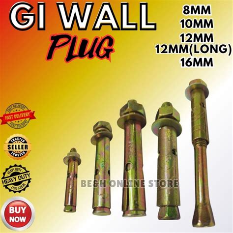 Gi Wall Plug Simen Wall Plug Besi Metal Wall Plug Screw 8mm 12mm Long