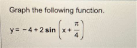 Solved Graph The Following Functiony 42sinxπ4