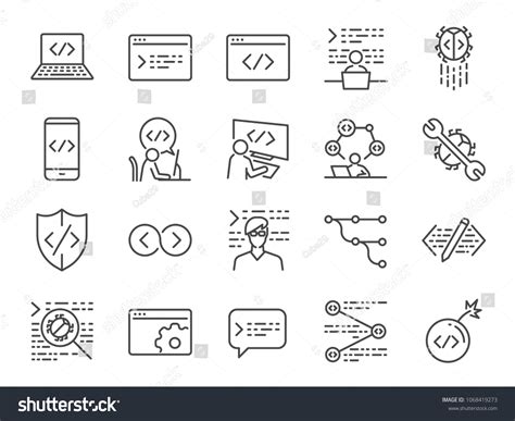 Developer Icon Set Included Icons Code Stock Vector Royalty Free Shutterstock