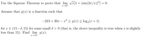 Answered Use The Squeeze Theorem To Prove That Bartleby
