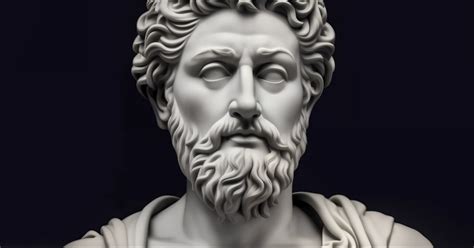 Uma Foto Em Preto E Branco De Um Busto De Um Homem Com Barba