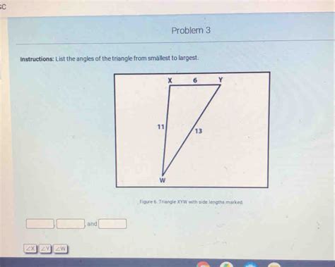solved c problem 3 instructions list the angles of the triangle from