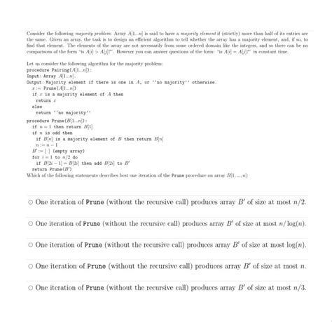 Solved Consider The Following Majority Problem Array