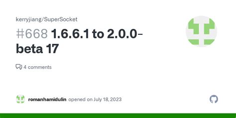 1661 To 200 Beta 17 · Issue 668 · Kerryjiangsupersocket · Github