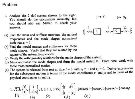 solved 1 analyse the 2 dof system shown to the right you
