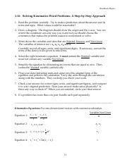 Step By Step Guide To Solving Kinematics Word Problems Course Hero