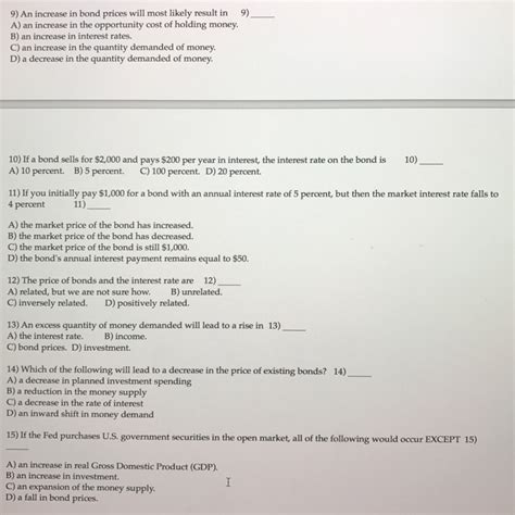 Solved 1 When Interest Rates Rise The Transactions Demand