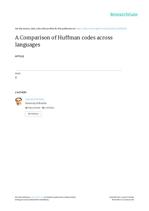 Pdf A Comparison Of Huffman Codes Across Languages