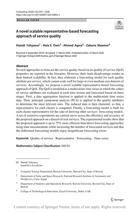 a novel scalable representative based forecasting approach of service