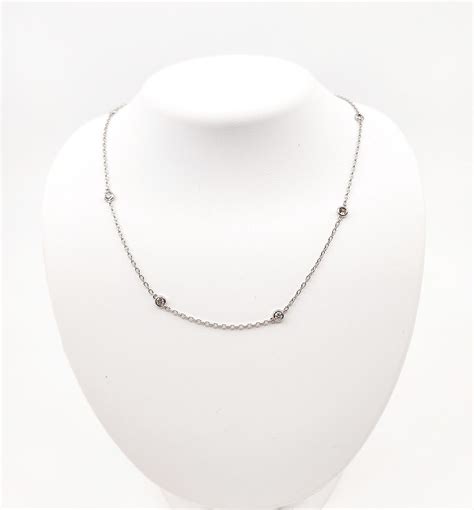 10 Diamond Station Necklace In 14k White Gold Weiss Jewelers