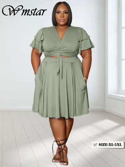 Badu Bg Wmstar 2 Дамски дрехи от две части Мини поли с V образно деколте Комплекти с джобове