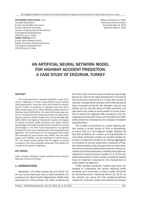 Pdf An Artificial Neural Network Model For Highway Accident