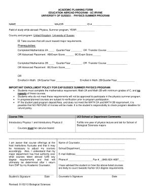 Fillable Online Education Abroad Program Uc Irvine Fax Email Print PdfFiller