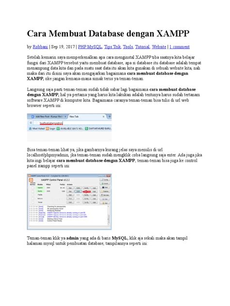 cara membuat database dengan xampp pdf